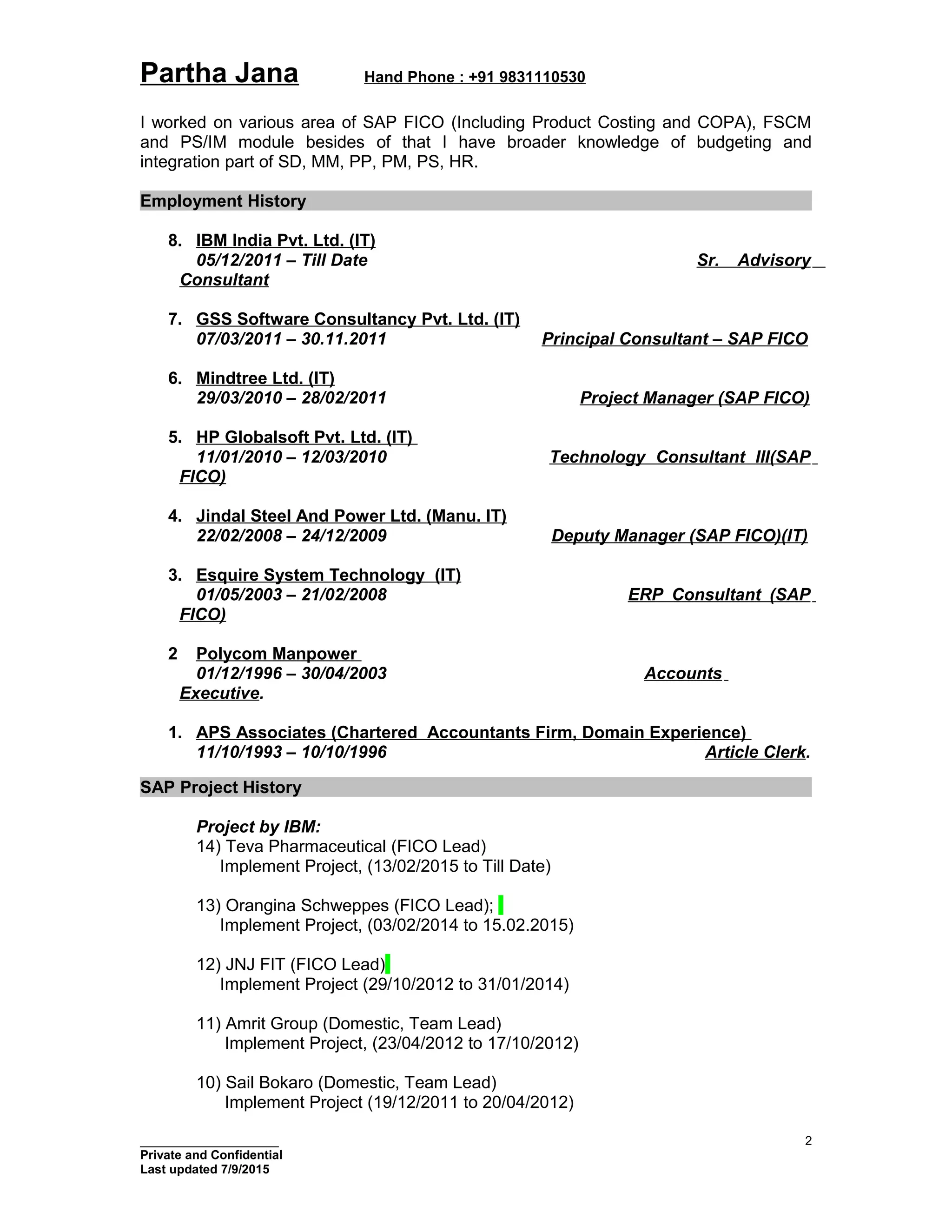 Partha_CV | DOCX | Business Accounting & Finance | Business