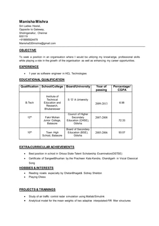 Manisha cv | DOCX