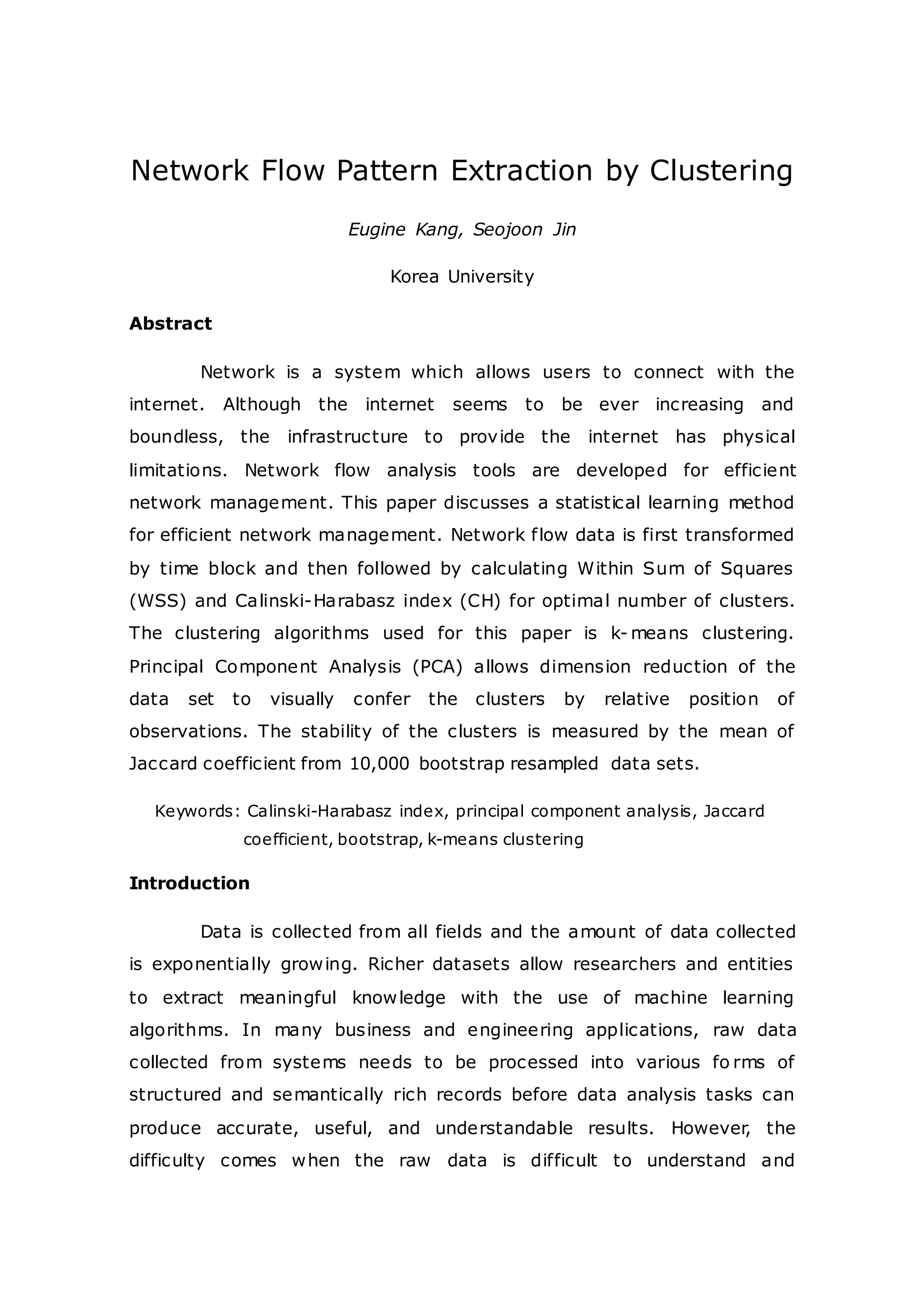 Network Flow Pattern Extraction by Clustering Eugine Kang | PDF