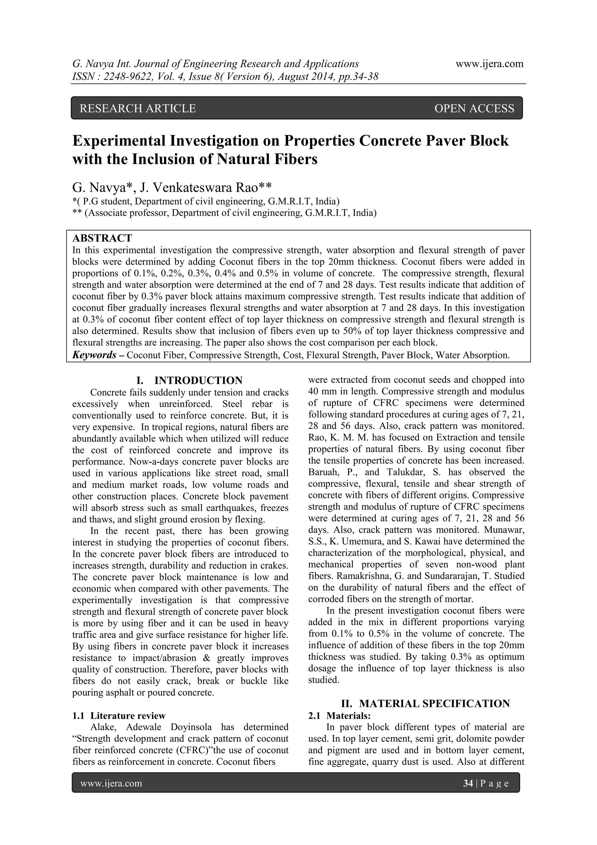 Experimental Investigation on Properties Concrete Paver Block with the ...