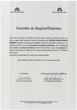 Diploma - Antónia Ferreira | PDF