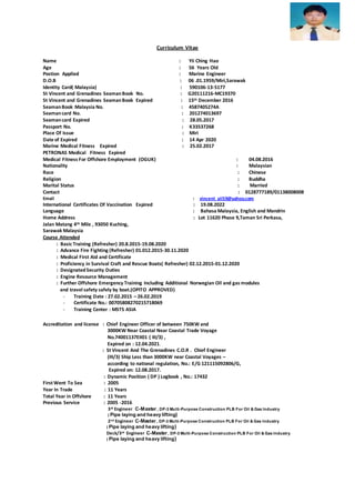 Curriculum Vitae Micheal Yii | PDF