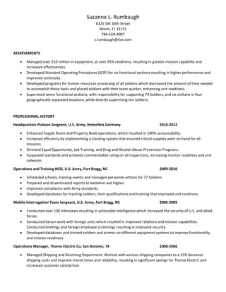 Suzanne Rumbaugh Resume | PDF | Defense Industry | Industries