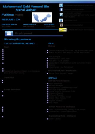 Experience Zaki Zahari | PDF