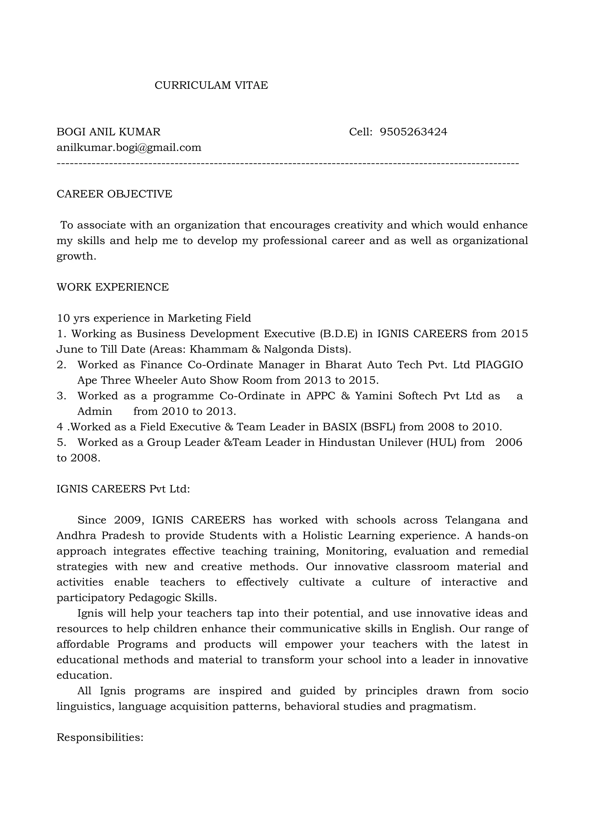 Anil-CV-10 yrs | DOC