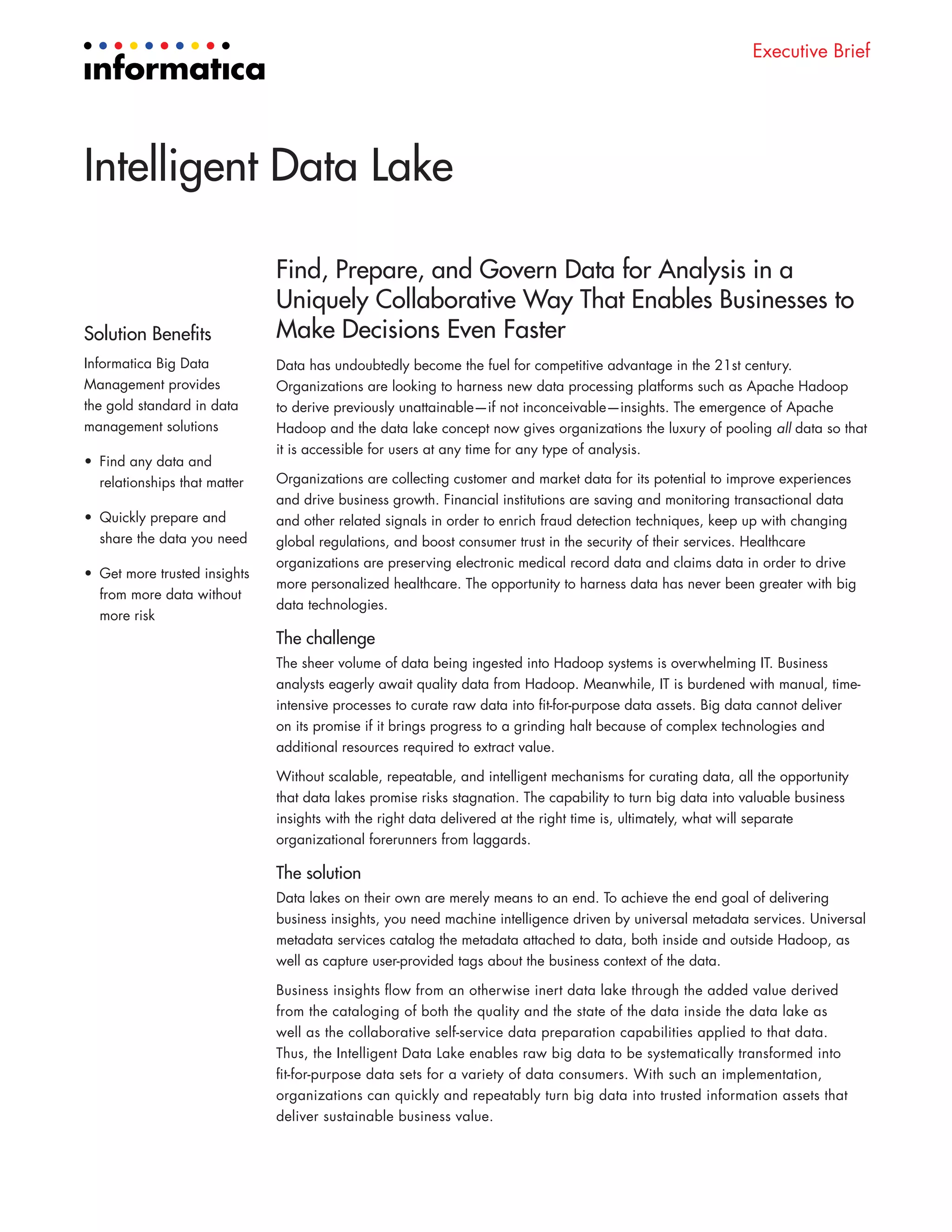 intelligent-data-lake_executive-brief | PDF | Free Download