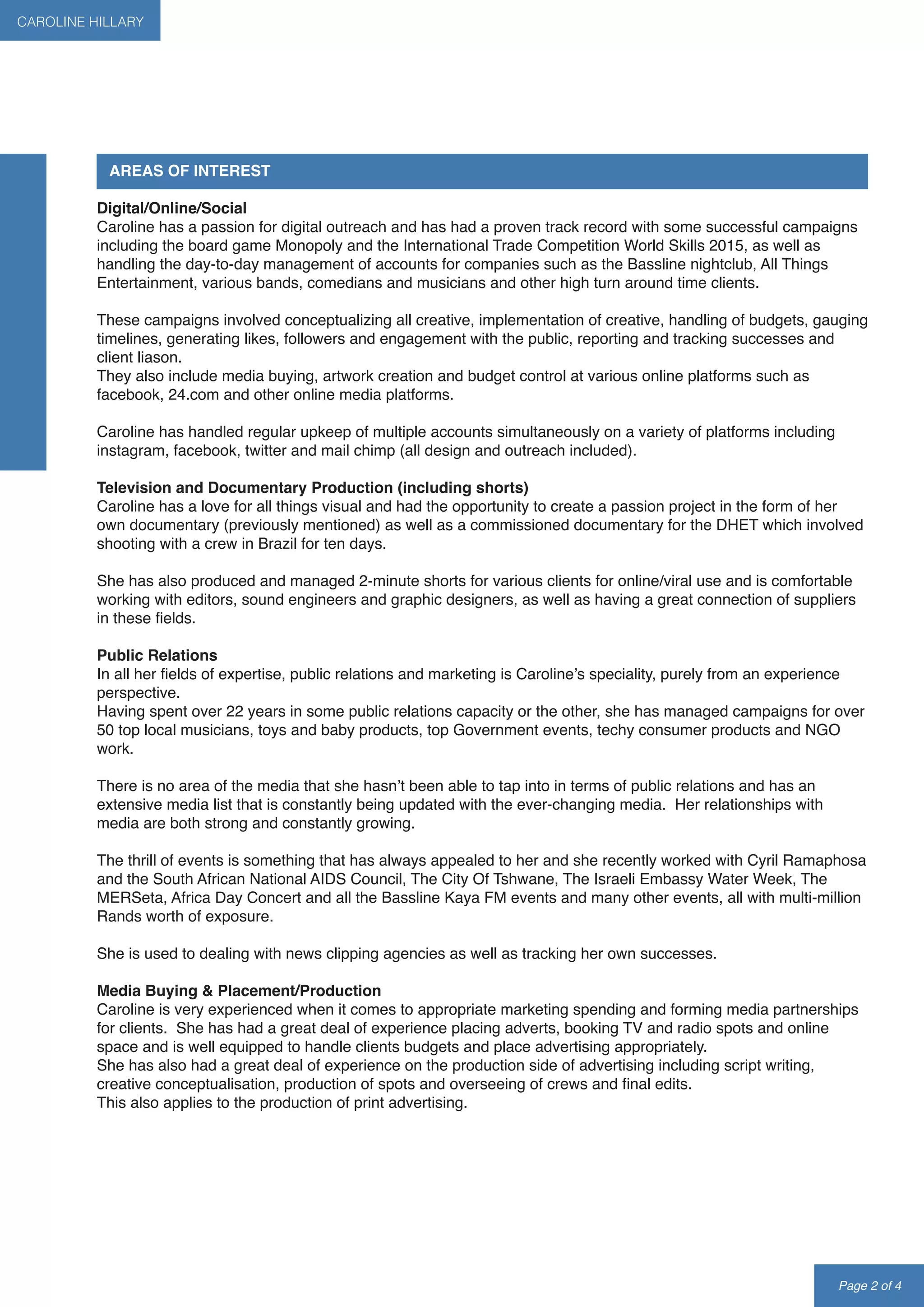 Caroline Hillary CV | PDF