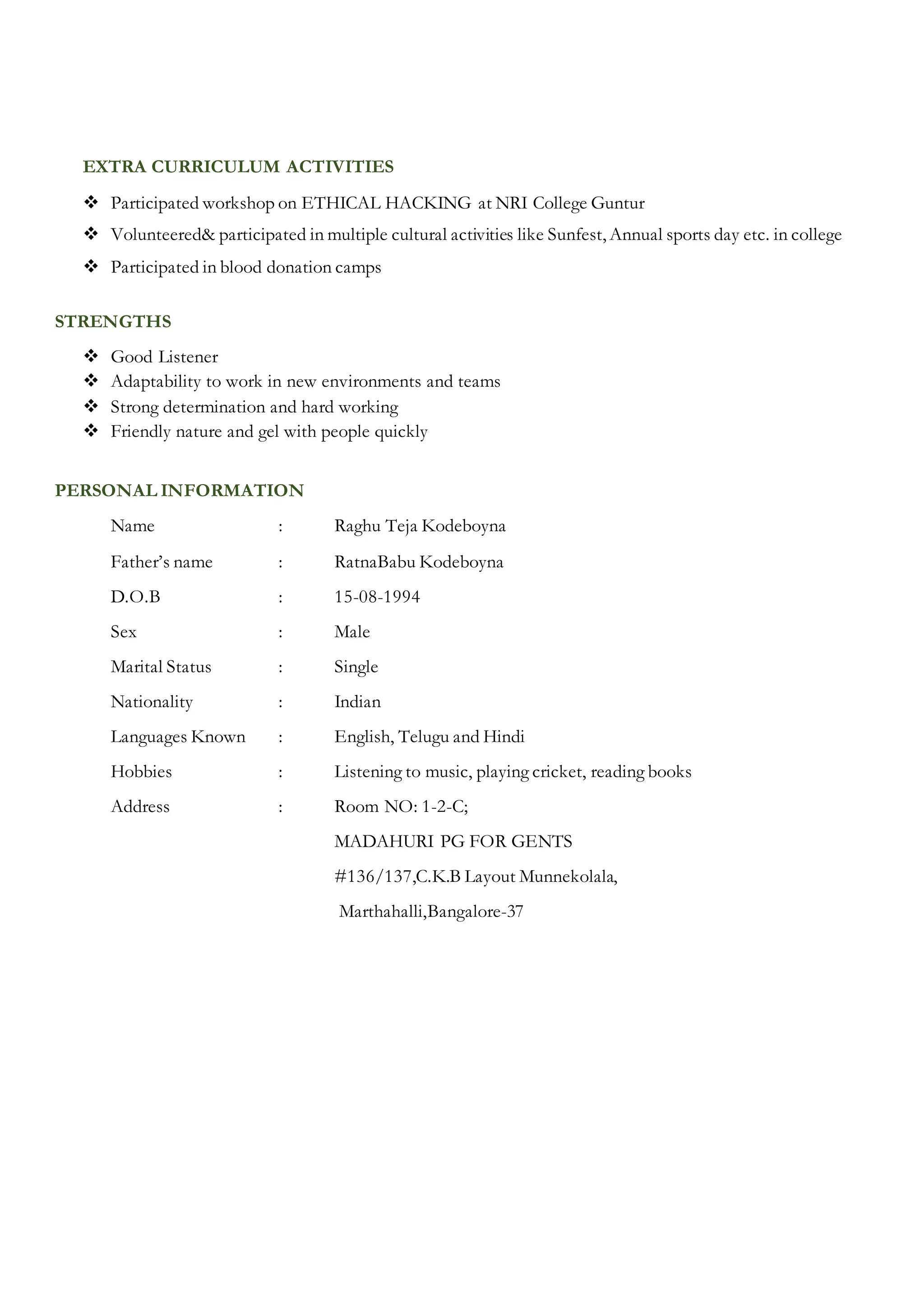 RaghutejaResume | DOCX | Education