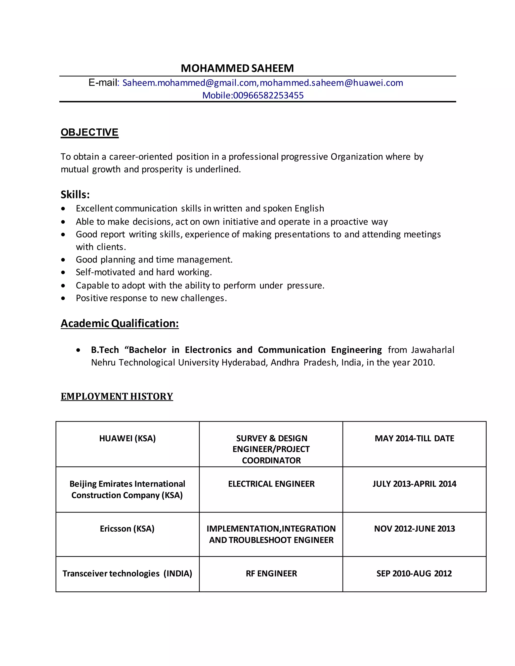 SAHEEM CV | PDF