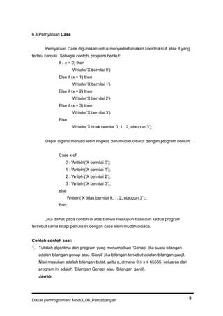 Dasar Pemrograman materi kuliah | DOC