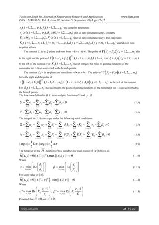 On Some Double Integrals of H -Function of Two Variables and Their Applications | PDF | Physics ...