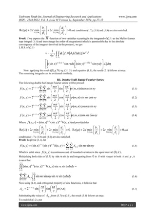 On Some Double Integrals of H -Function of Two Variables and Their Applications | PDF | Physics ...