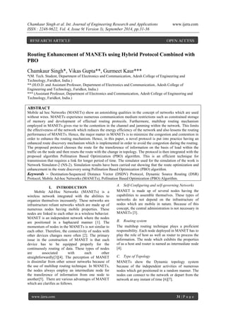 Routing Enhancement of MANETs using Hybrid Protocol Combined with PBO | PDF