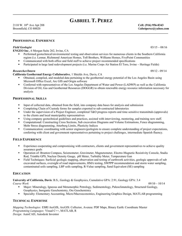 Gabriel Perez Resume | PDF
