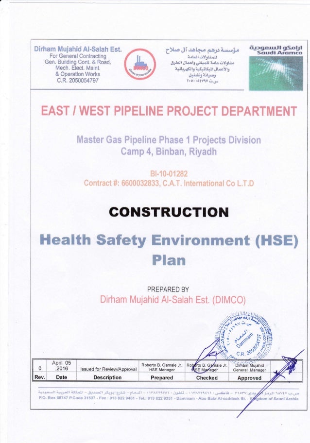 Health Safety And Environment Plan Template - prntbl ...