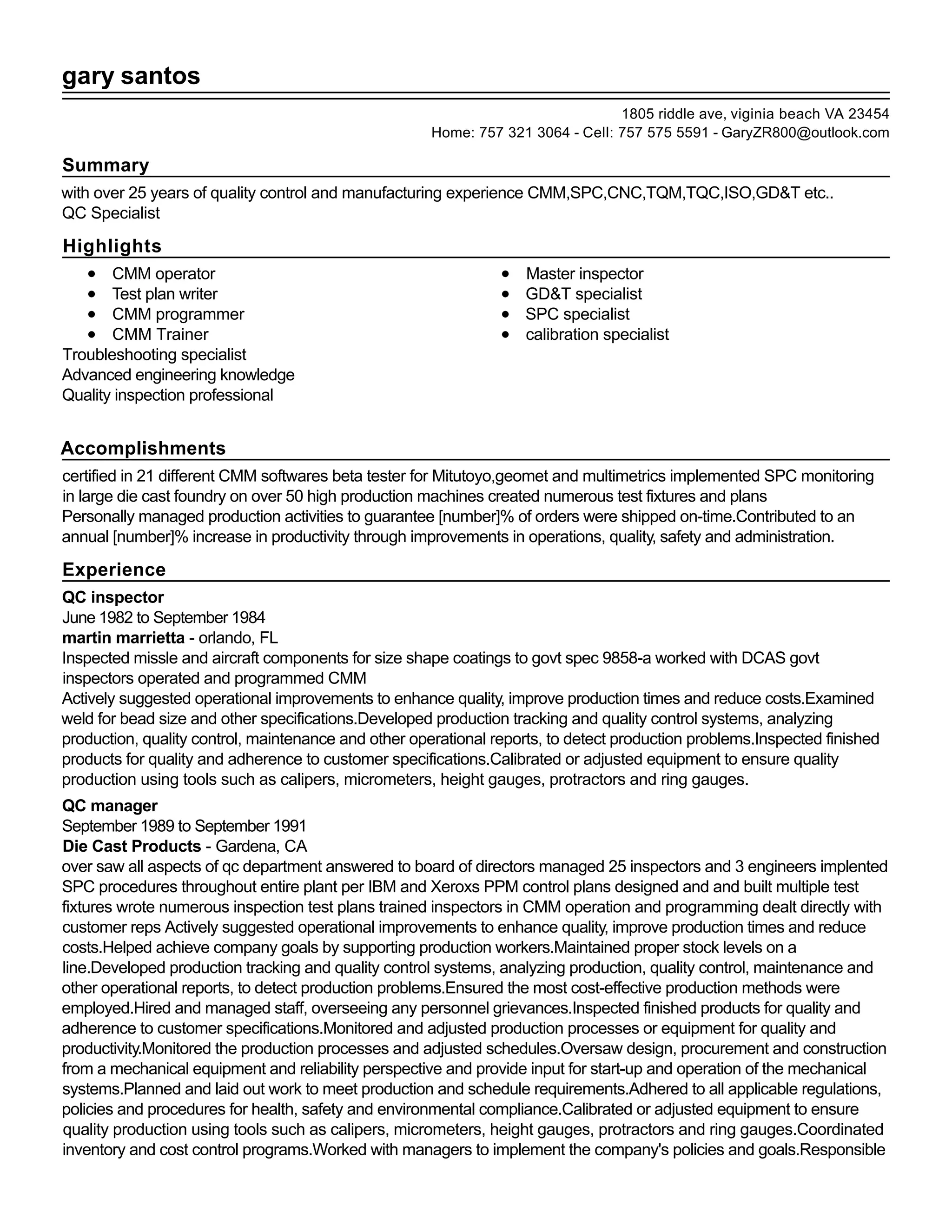 gary santos Resume | PDF