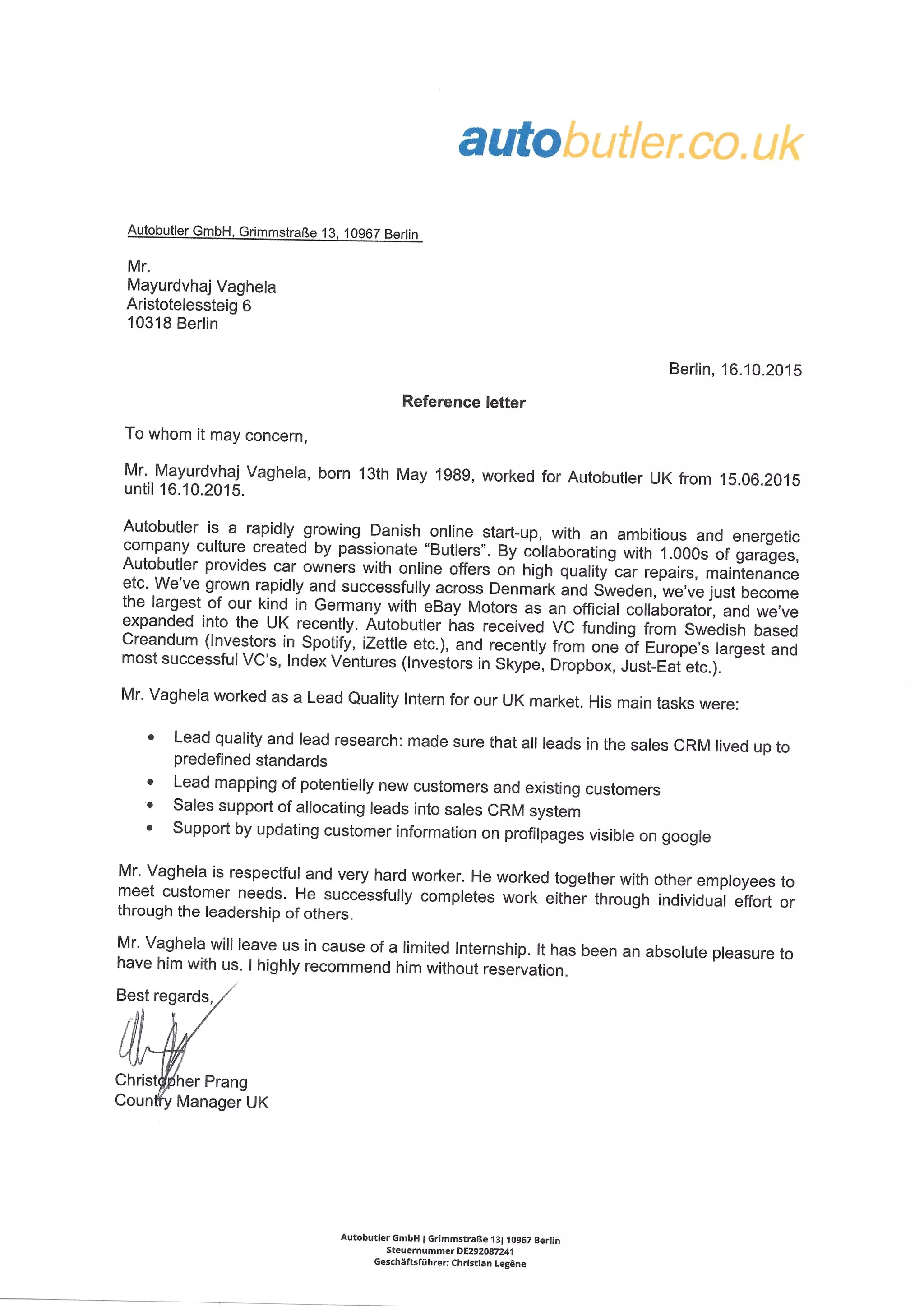 signed reference letter Mayur | PDF