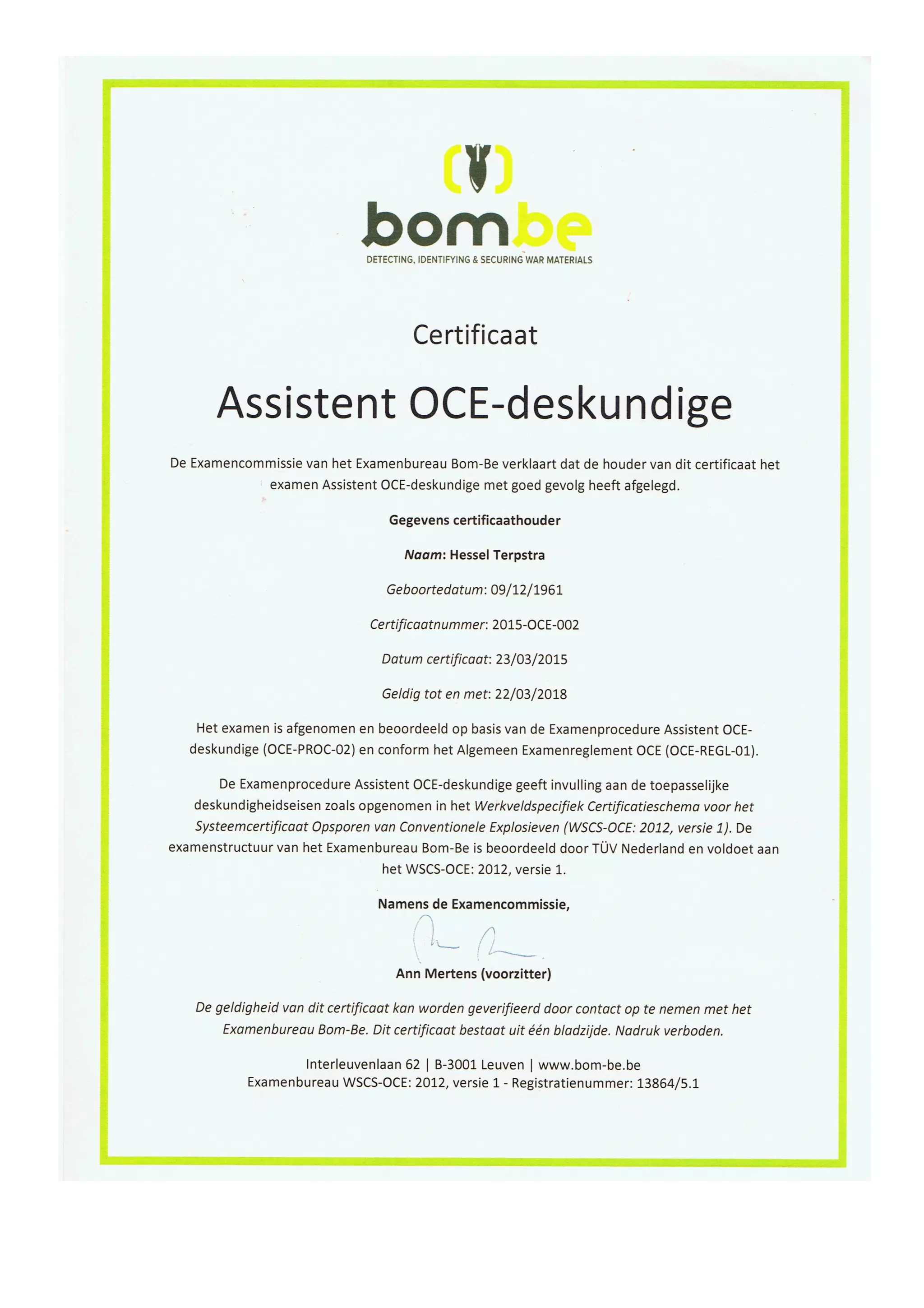 OCE Assistent Deskundige H. Terpstra | PDF