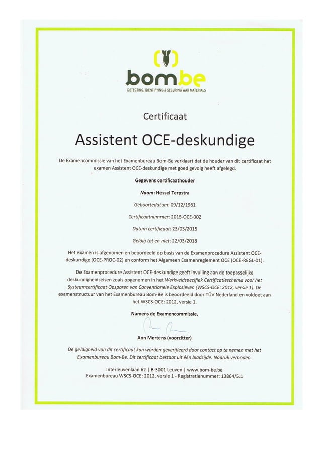 OCE Assistent Deskundige H. Terpstra | PDF