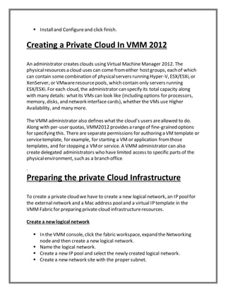 Private Cloud With System Center Project | DOCX