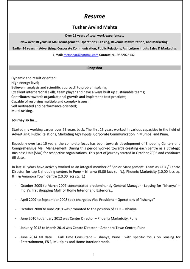 Tushar Mehta - Resume | PDF