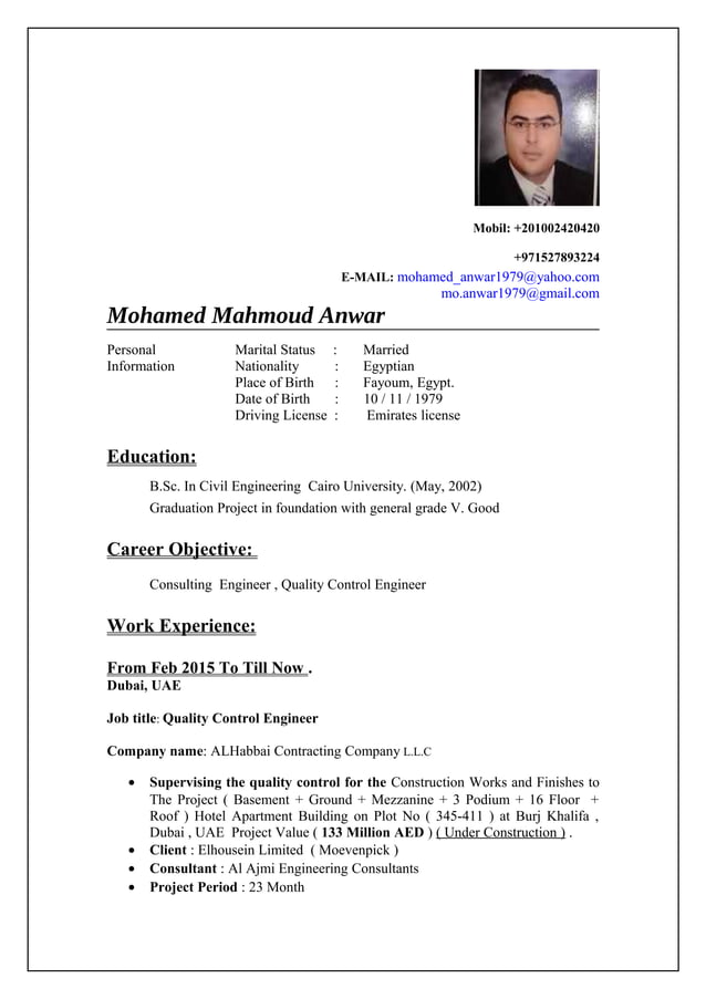 m.anwar c.v ( E ) | DOC