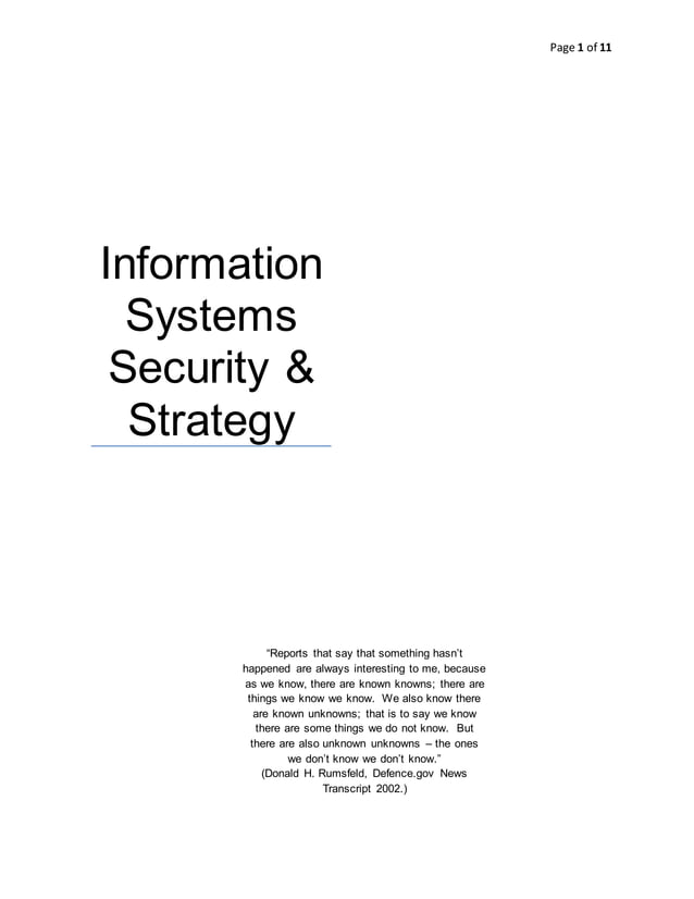 Information Systems Security & Strategy | DOCX