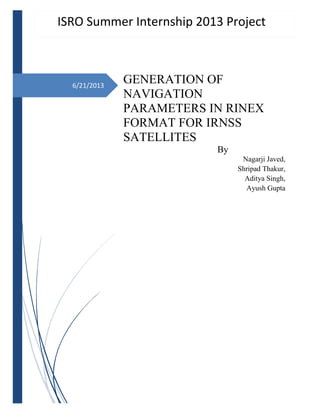 2013 final ISRO internship Report | PDF