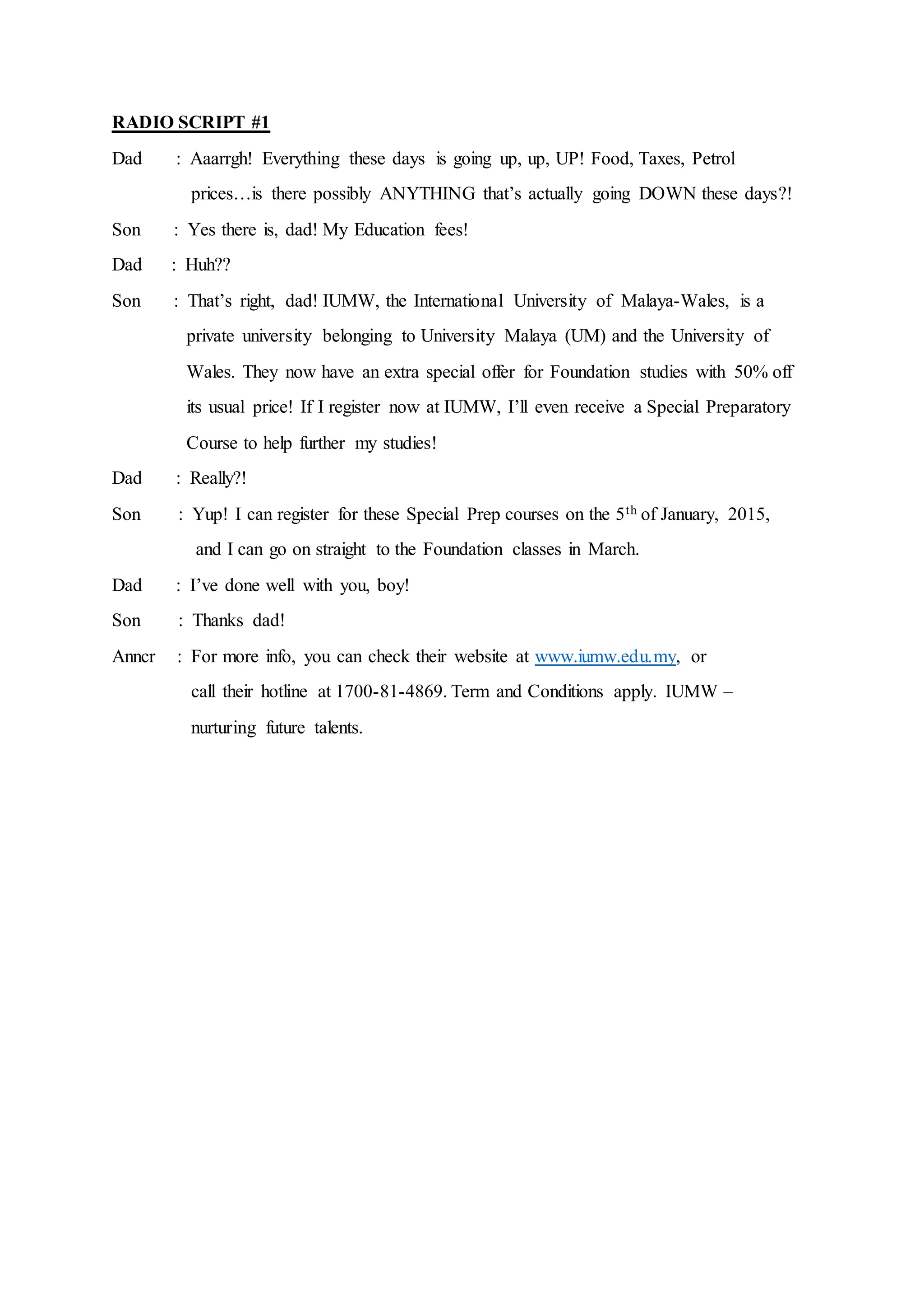 radio script (2) | PDF