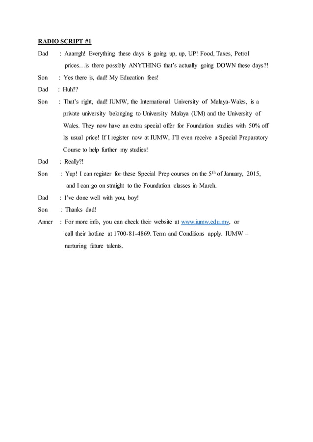 radio script (2) | PDF