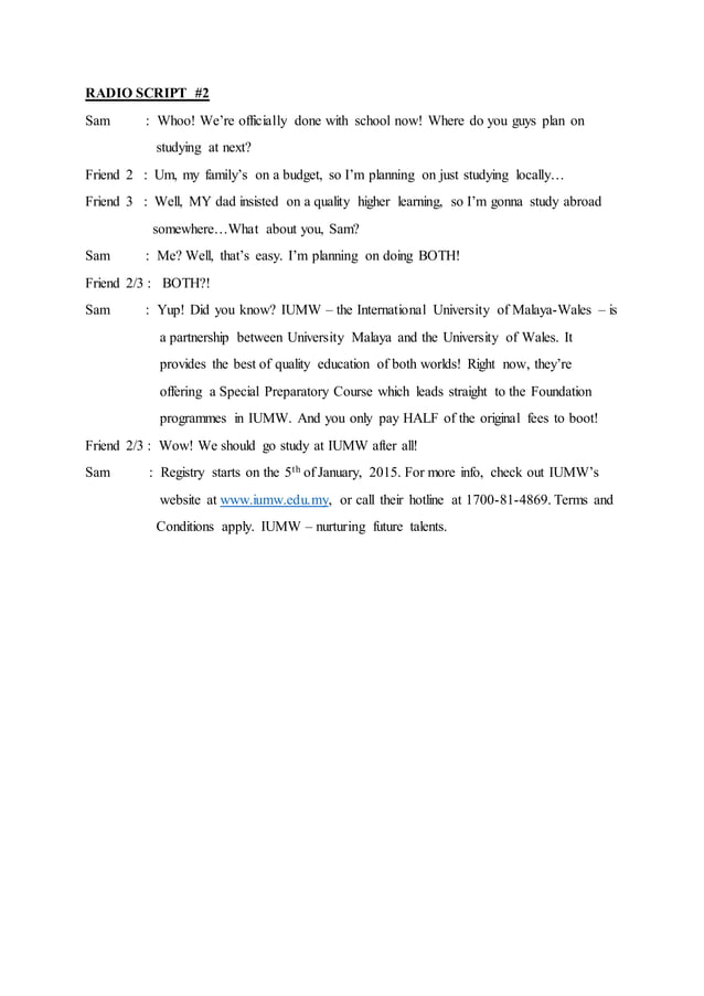 radio script (2) | PDF