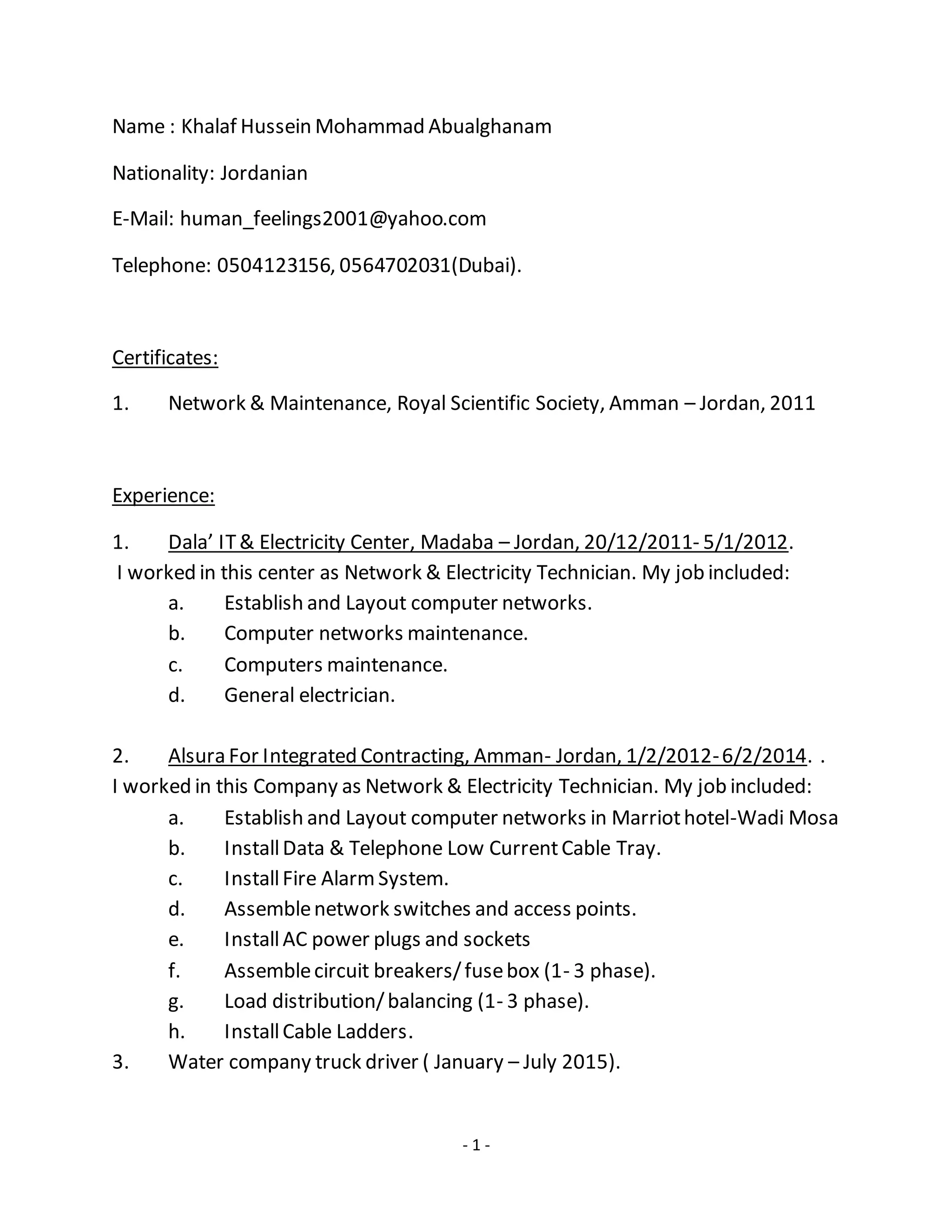 Khalaf abo alganam C.V. | DOCX | Technology & Computing