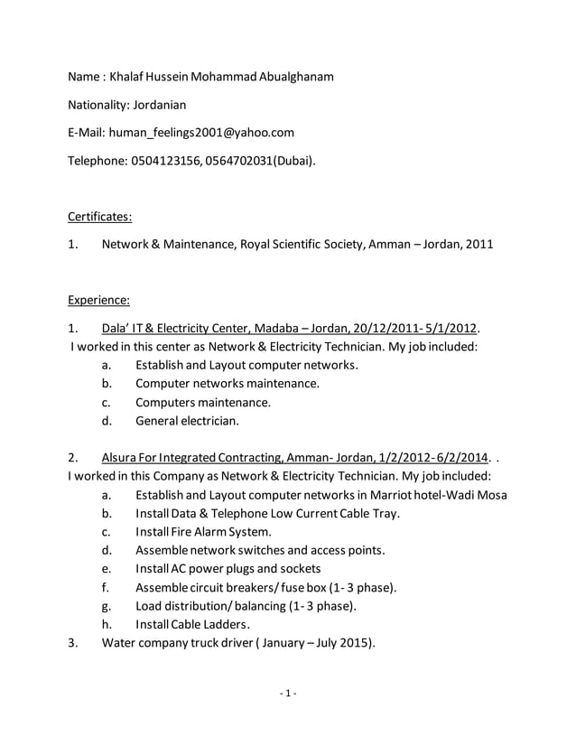Khalaf abo alganam C.V. | DOCX | Technology & Computing