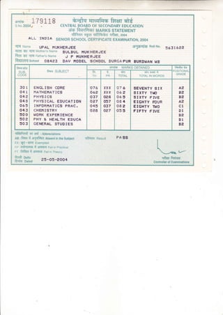 AISSE_AISSCE_Marksheets | PDF
