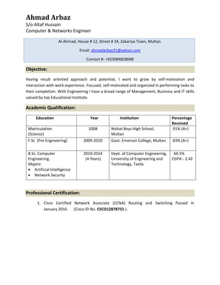 Ahmad Arbaz CV updated | PDF