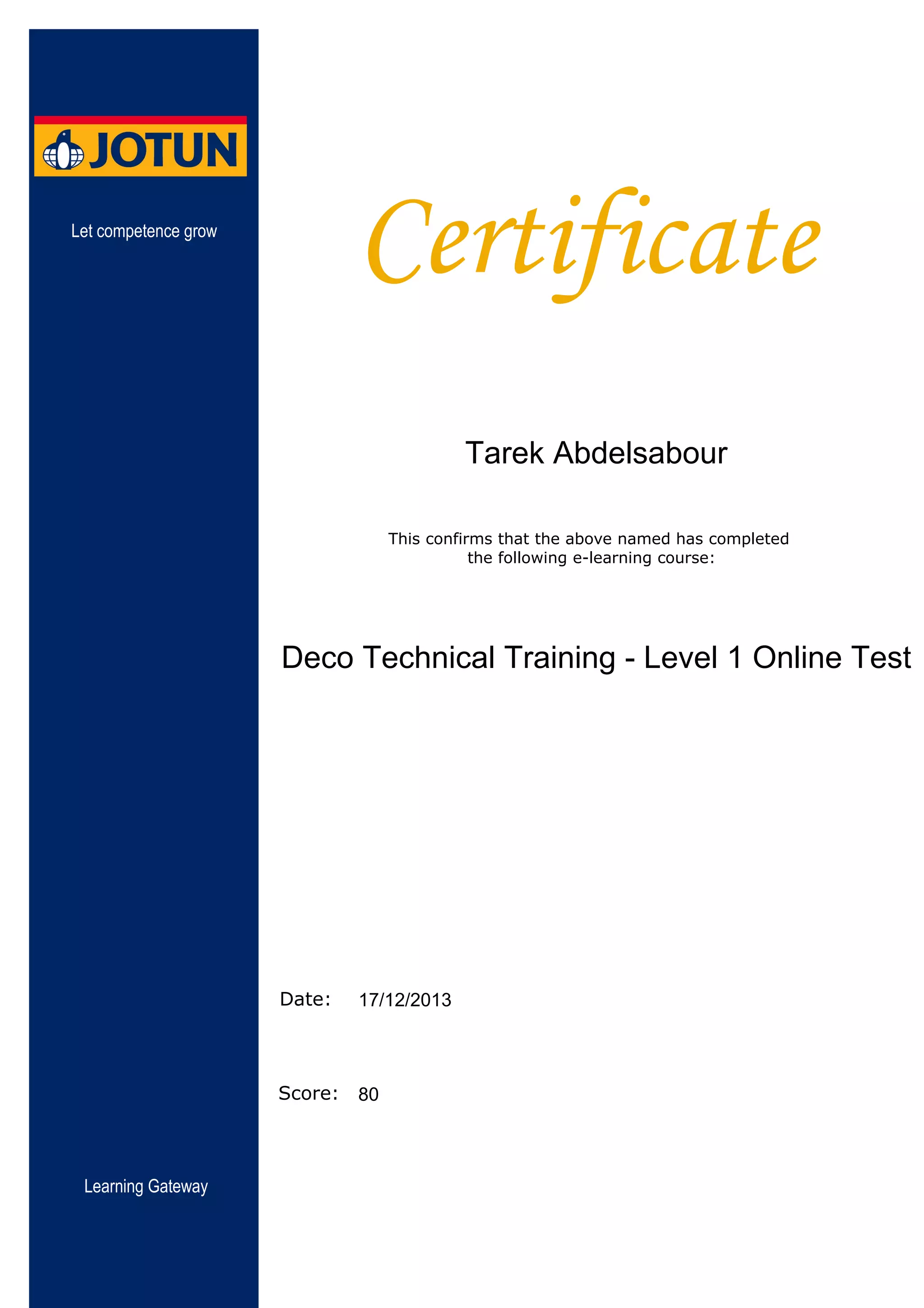 Deco Training certificate | PDF