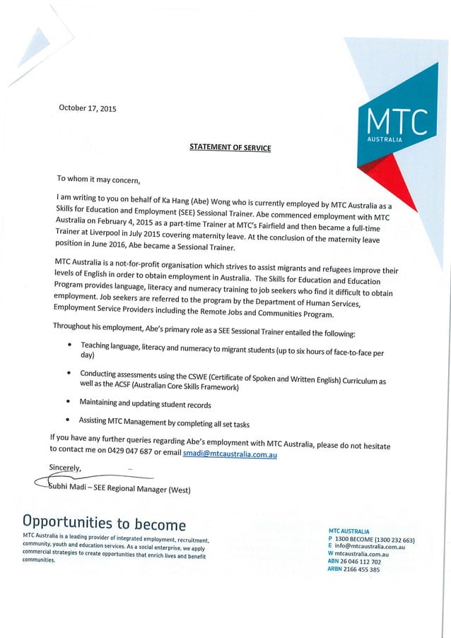 statement of service | PDF