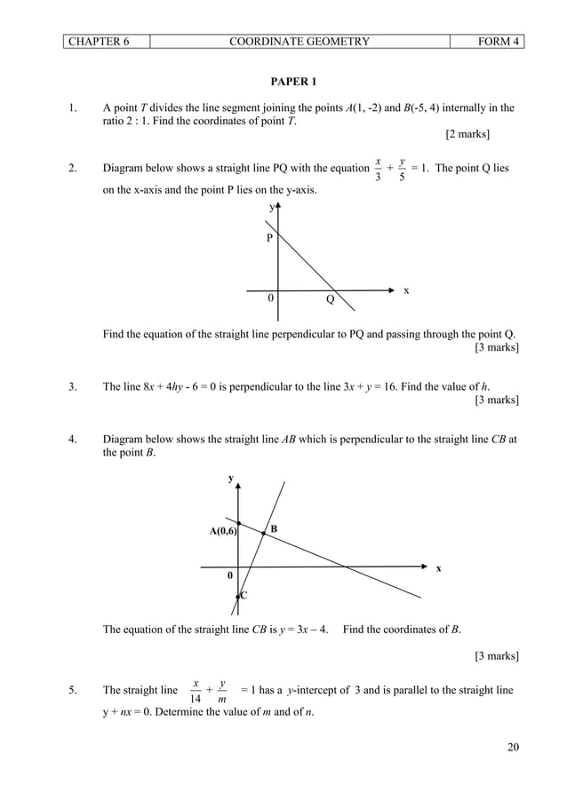 F4 Add Maths - Coordinate Geometry | PDF