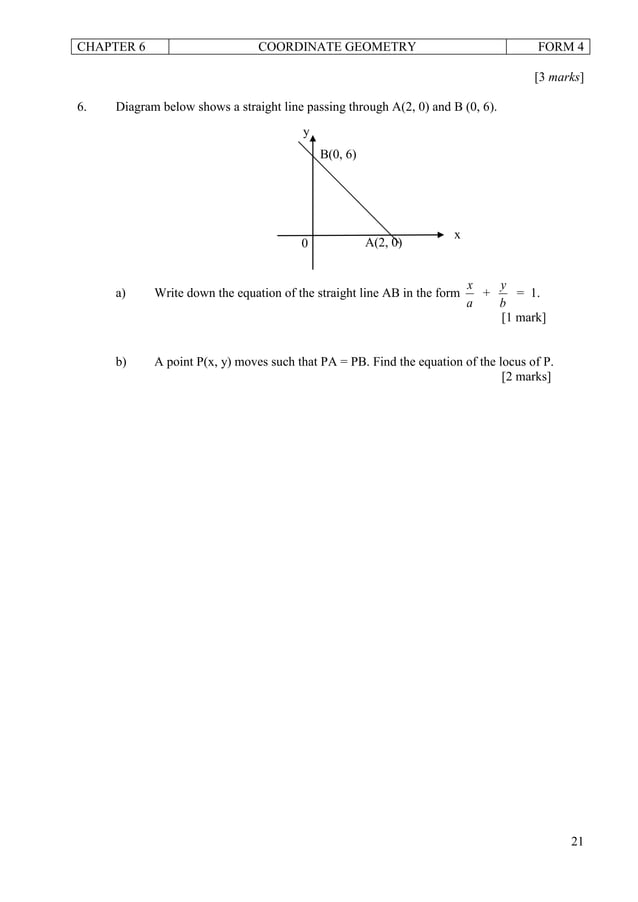 F4 Add Maths - Coordinate Geometry | PDF
