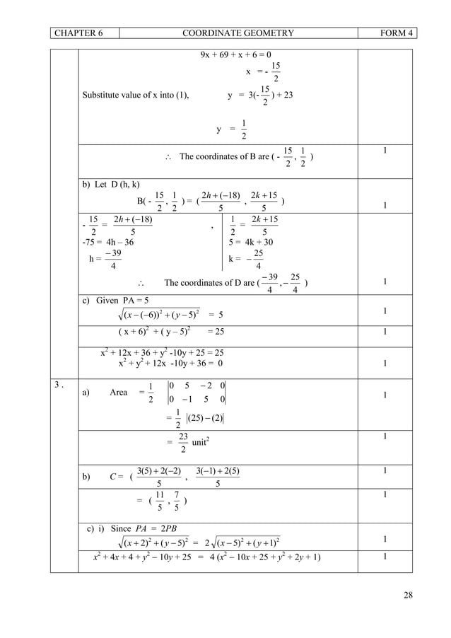 F4 Add Maths - Coordinate Geometry | PDF