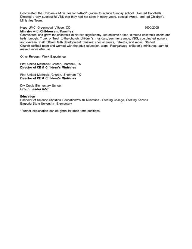 Cheryl updated resume 2017 2 | DOCX | Christianity | Religion ...