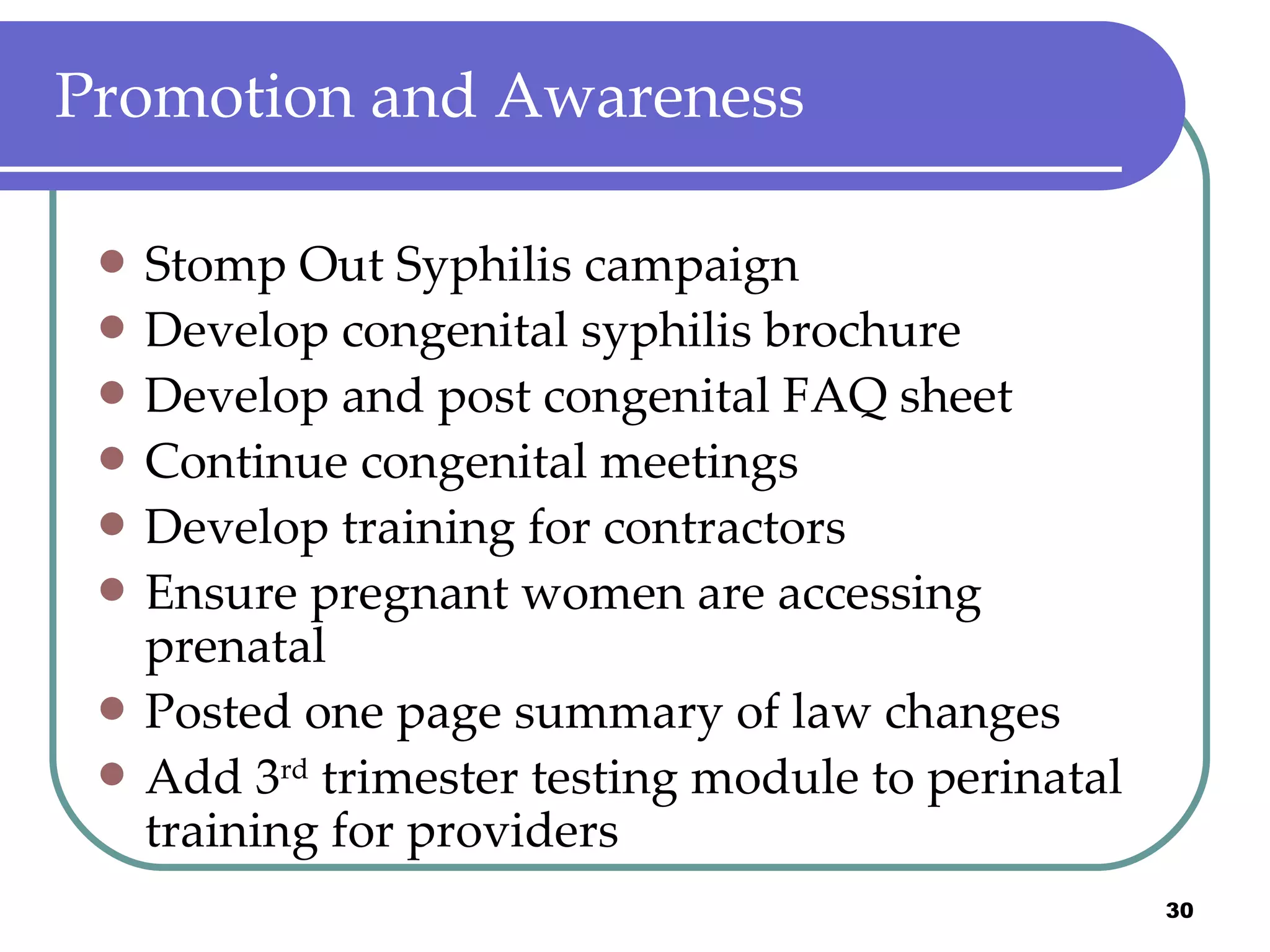 Congenital Syphilis Epidemiology, Impact and Interventions | PPT ...