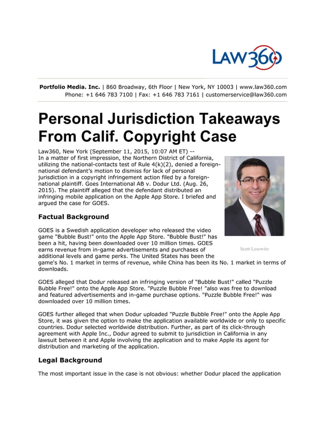 Law360 PJ Article | PDF