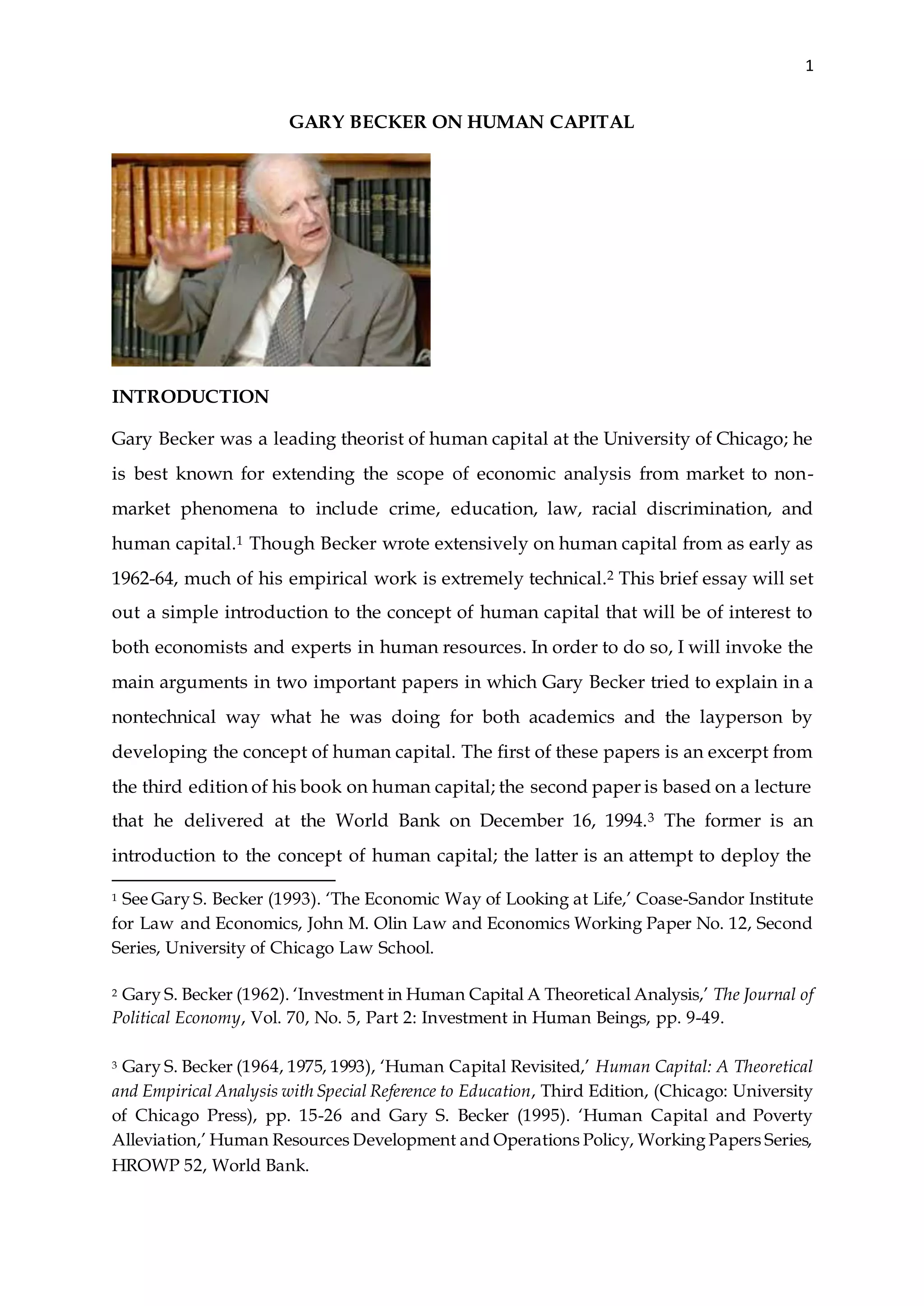 Gary Becker on Human Capital | DOCX