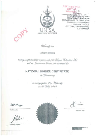 UNISA certificate | PDF
