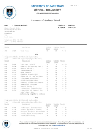 Offical Transcript August | PDF | Undergraduate Education | College ...