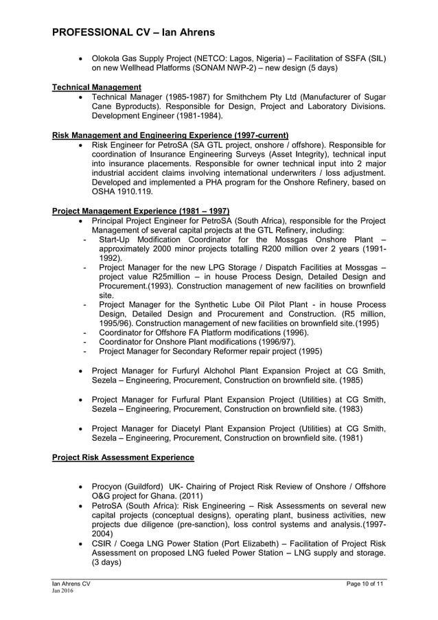 Ian Ahrens CV Jan2016 | PDF