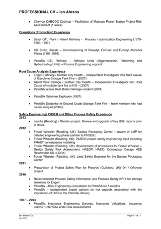 Ian Ahrens CV Jan2016 | PDF | Civil Engineering Industry | Industries