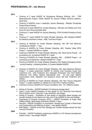 Ian Ahrens CV Jan2016 | PDF | Civil Engineering Industry | Industries