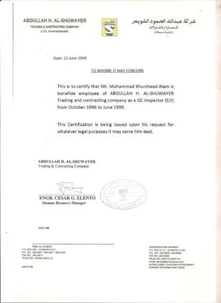 Updated-Mohammed Khursheed -CV -Alam, VELOSI LLC | PDF